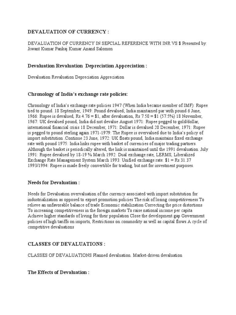 Devaluation | PDF | Devaluation | Balance Of Payments