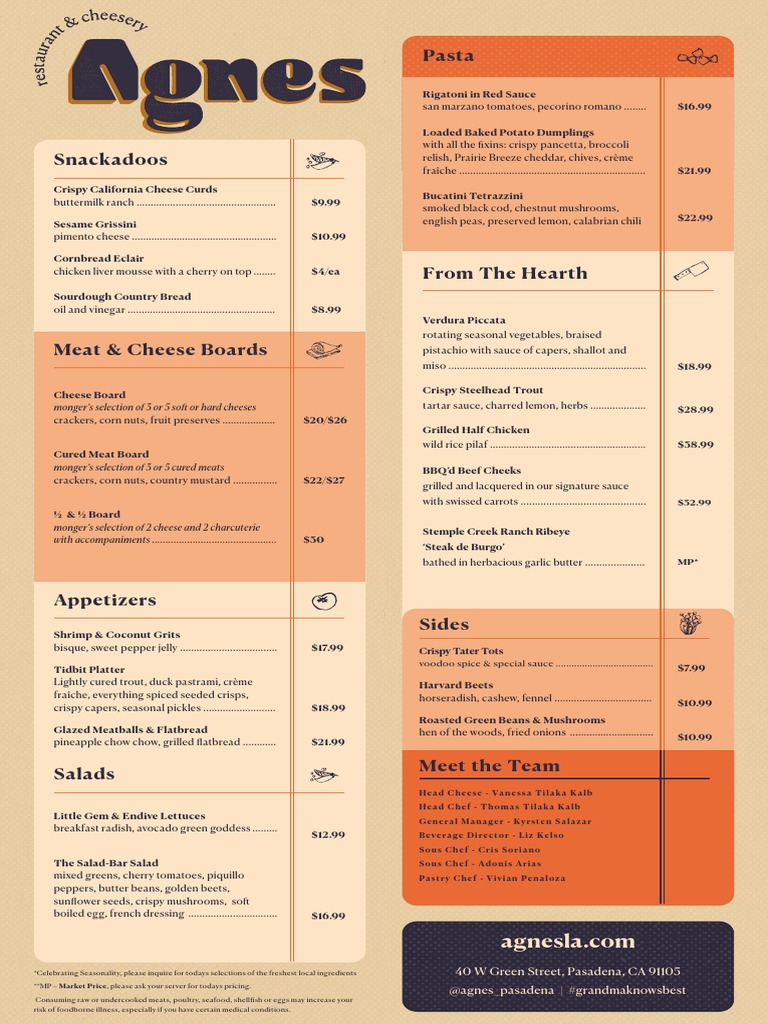 Agnes Menu | PDF | Rose | Salad