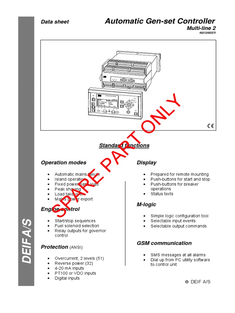Automatic Gen-Set Controller: Data Sheet Multi-Line 2 | PDF | Personal ...