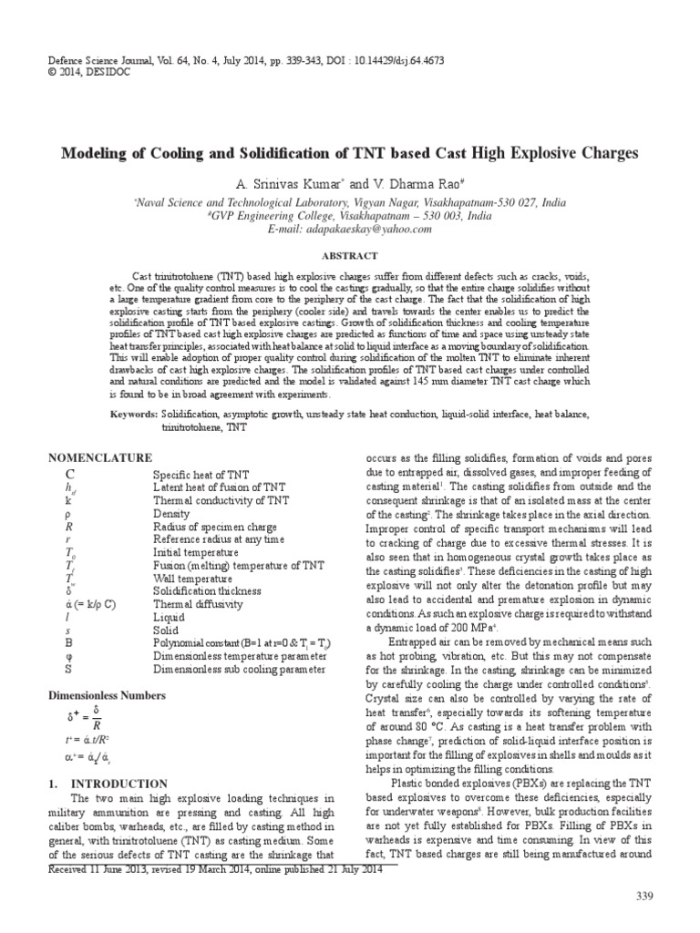 Modeling of Cooling and Solidification of TNT Based Cast High ...