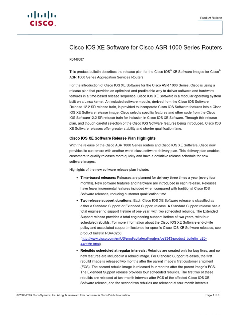 Cisco IOS XE Software For Cisco ASR 1000 Series Routers | PDF | Ios ...