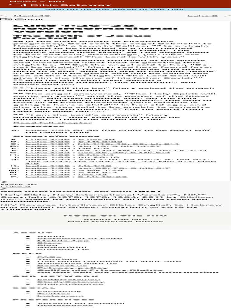 Luke 126-38 NIV - The Birth of Jesus Foretold - in The - Bible Gateway ...