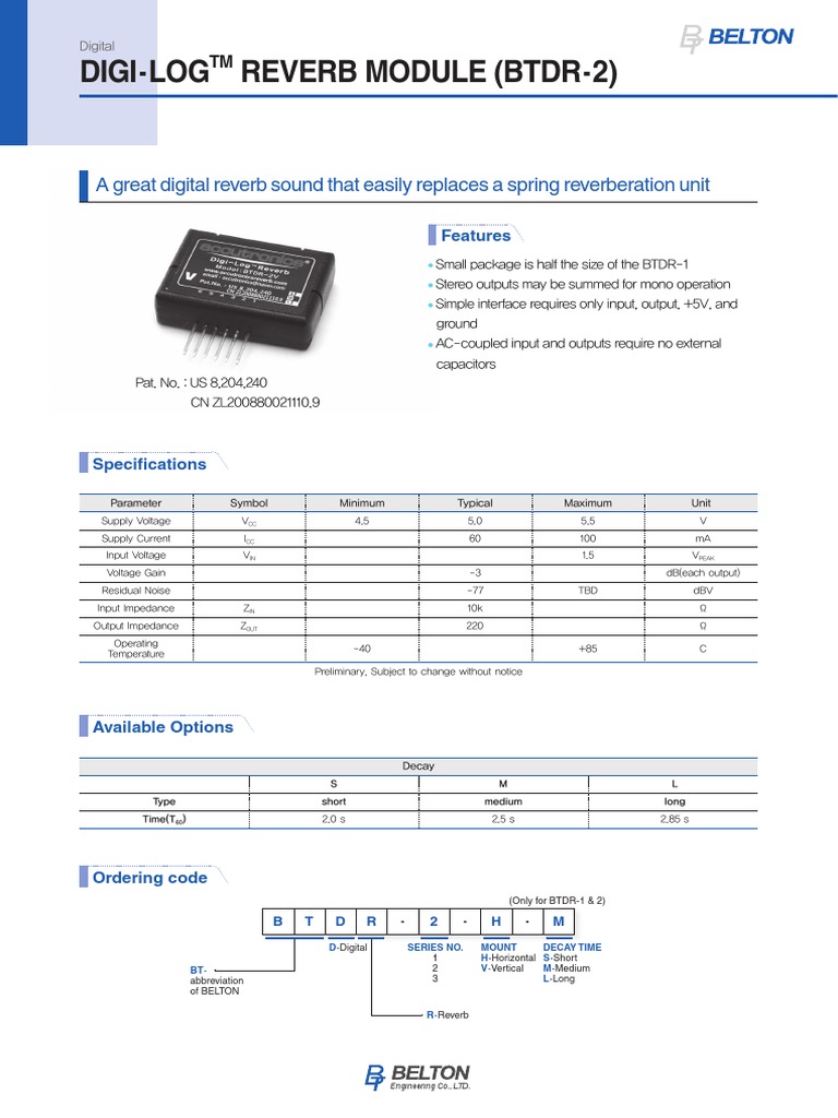 Digi-Log Reverb Module (Btdr-2) : A Great Digital Reverb Sound That ...