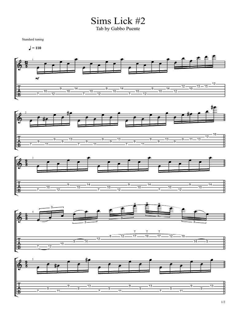 Sims Lick #2: Tab by Gabbo Puente | PDF
