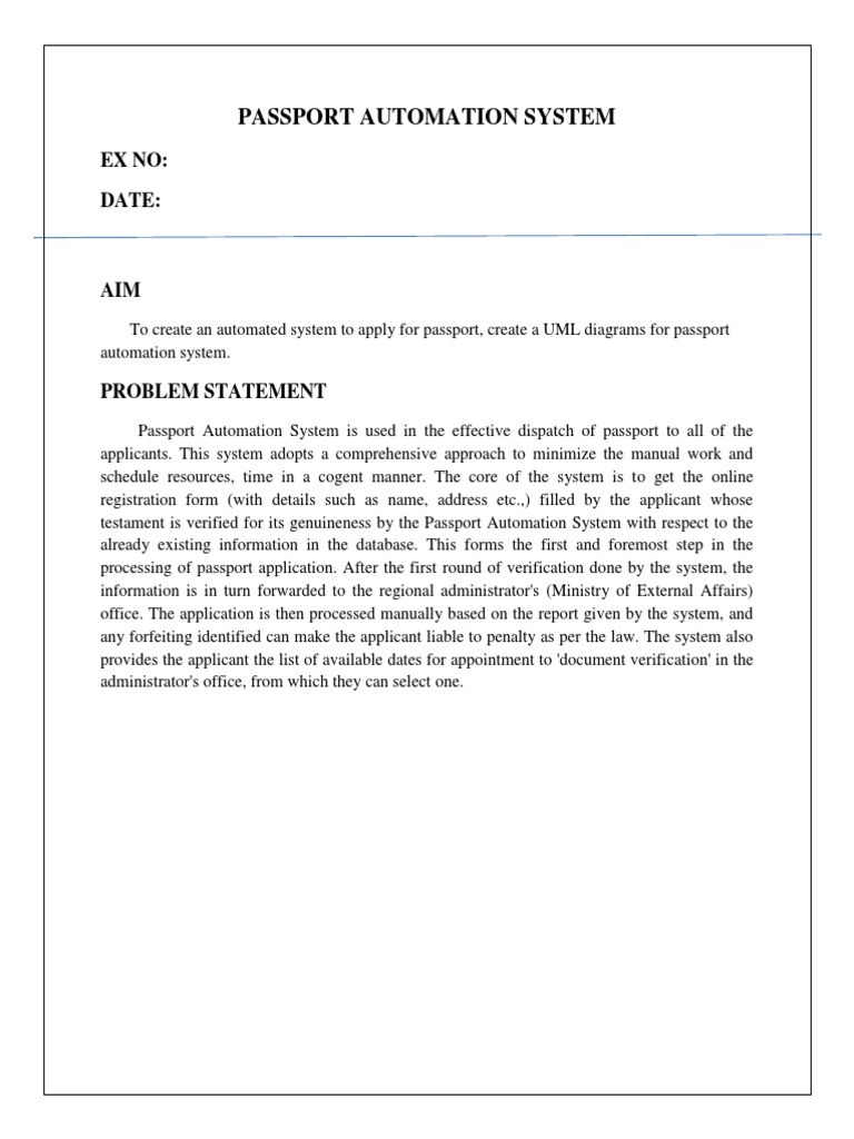 Passport Automation System Pdf Use Case System
