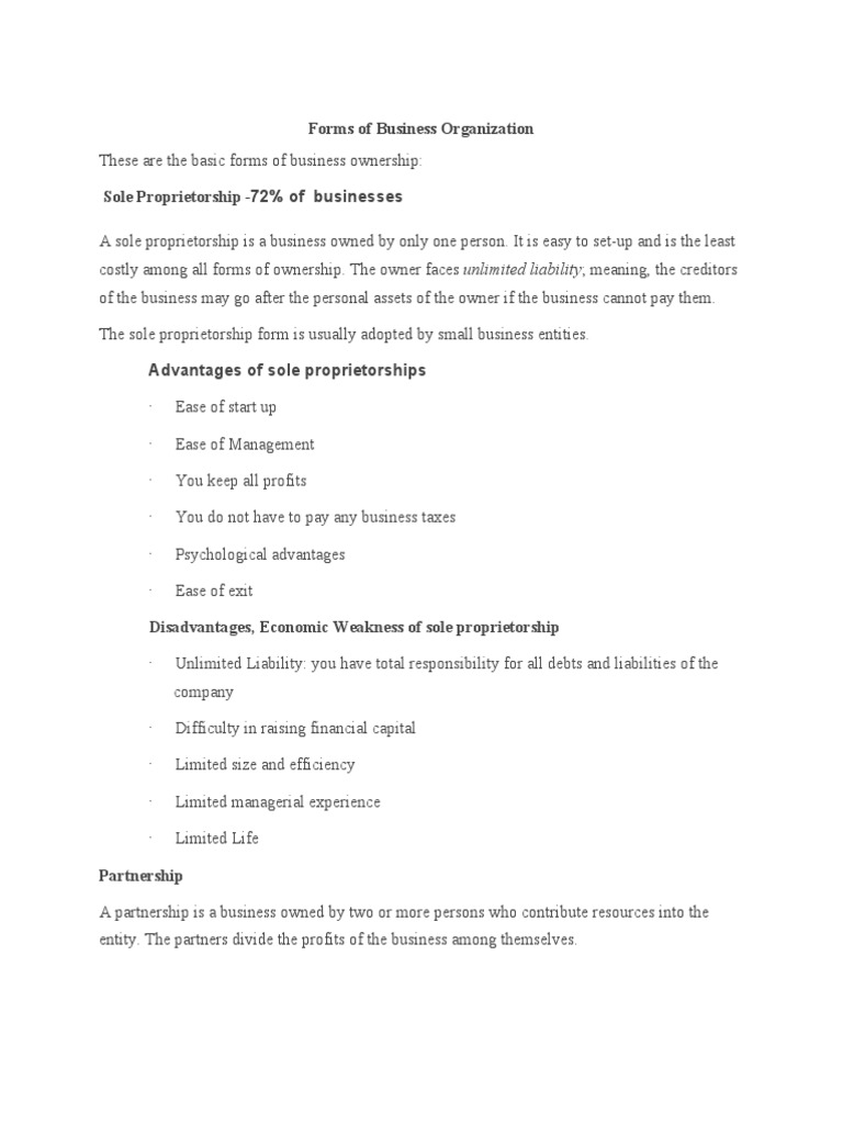 Forms of Business Organization | PDF | Franchising | Partnership