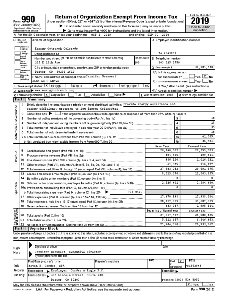 2020 EOC Form 990 | PDF | Irs Tax Forms | 501(C) Organization