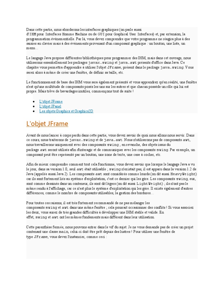 Java Swing Pdf Interaction Humain Ordinateur Java Langage De Programmation