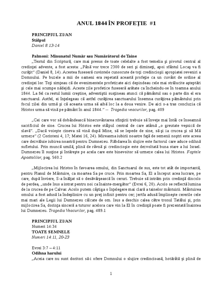 Anul 1844 in Profetie - Notite Jeff Pippenger ROMANA | PDF