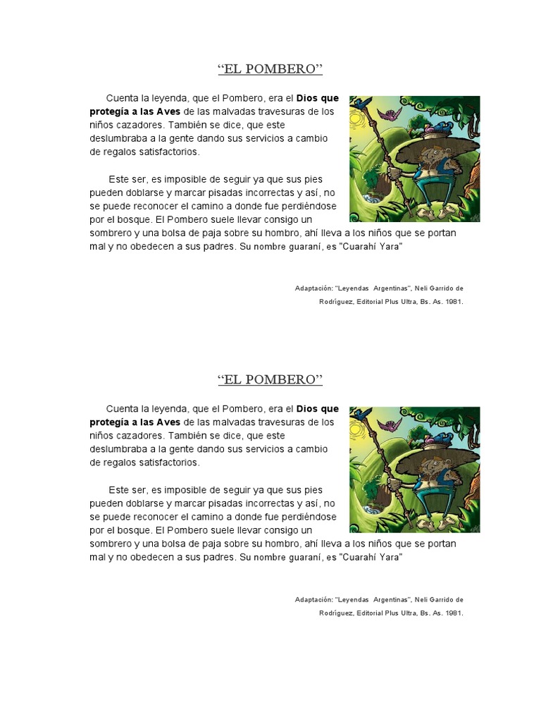 Leyenda del Pombero para Niños | PDF