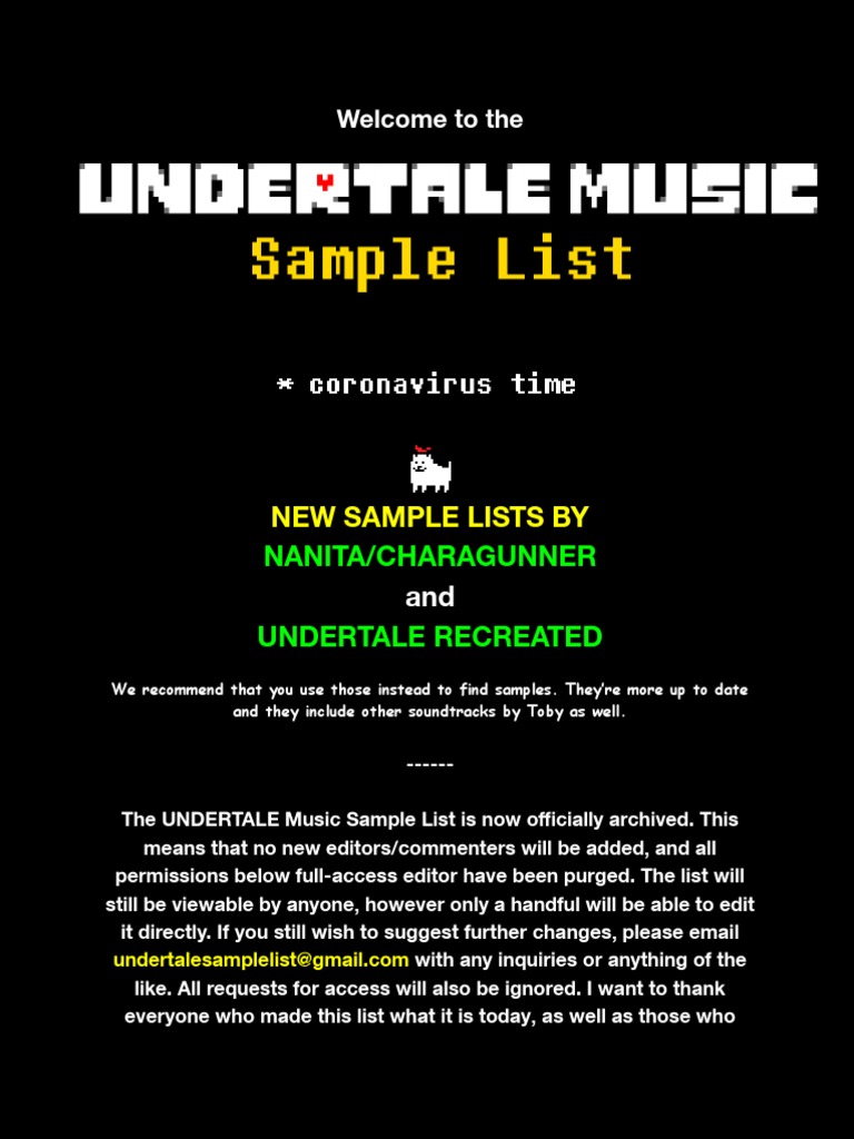 The UNDERTALE Music Sample List | PDF | Drum Kit | Piano