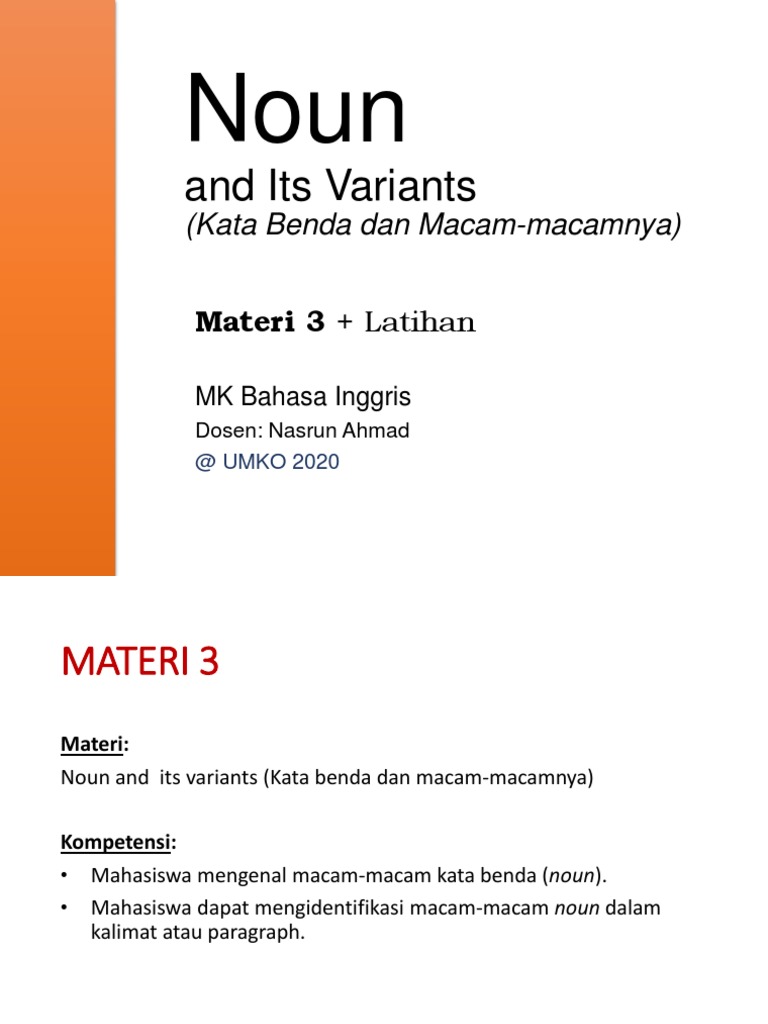 Jenis-Jenis Noun dalam Bahasa Inggris | PDF | Seni & Disiplin Bahasa