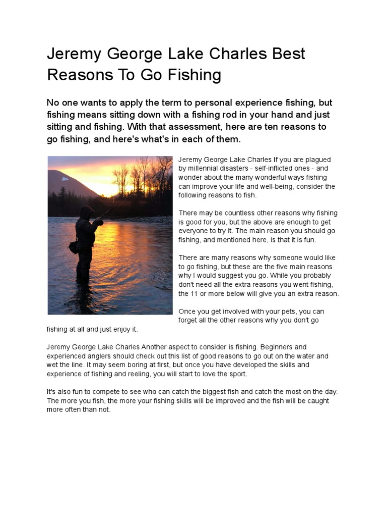 Jeremy George Lake Charles Best Reasons To Go Fishing | PDF
