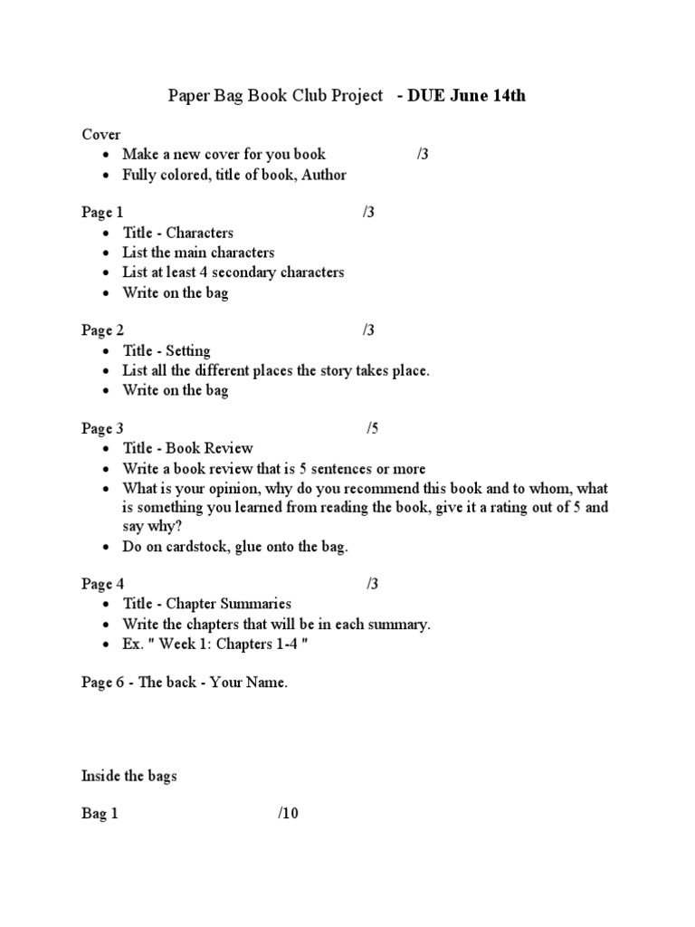 Book Club - Paper Bag Project | PDF