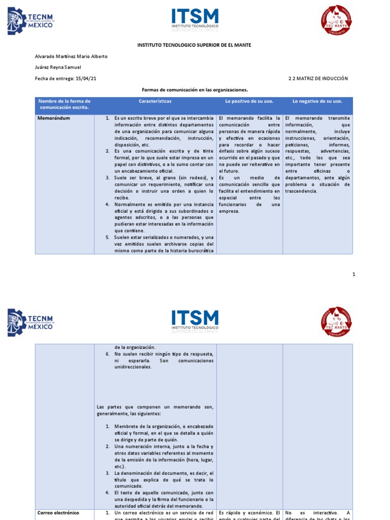 Matriz de Induccion | PDF | Informática | Comunicación