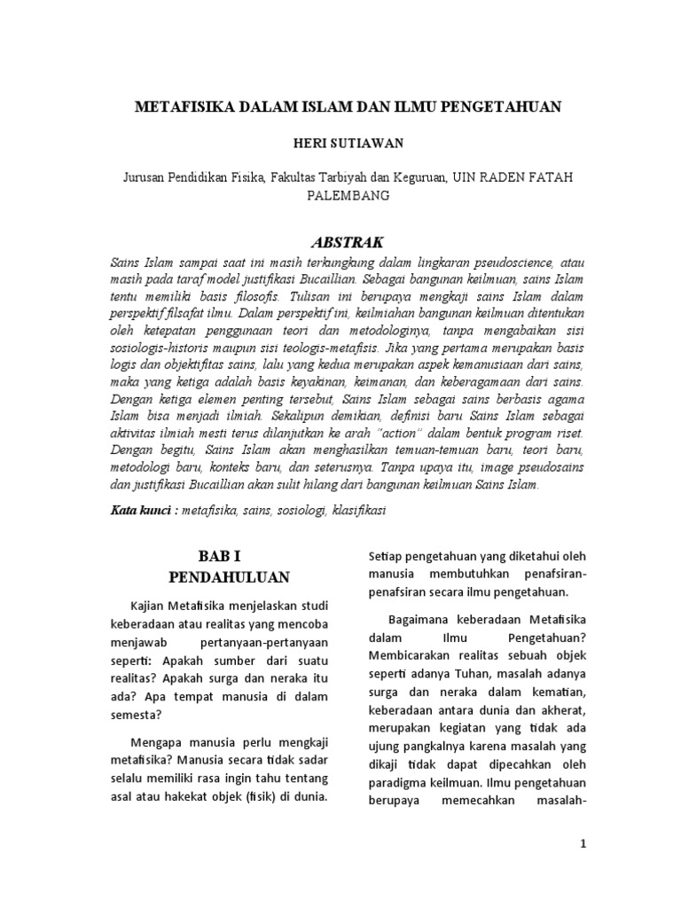 Jurnal Metafisika Heri Sutiawan | PDF