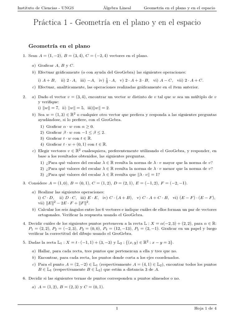 Guía Práctica 1 Geometría Euclidea | PDF | Geometria plana) | Norma ...
