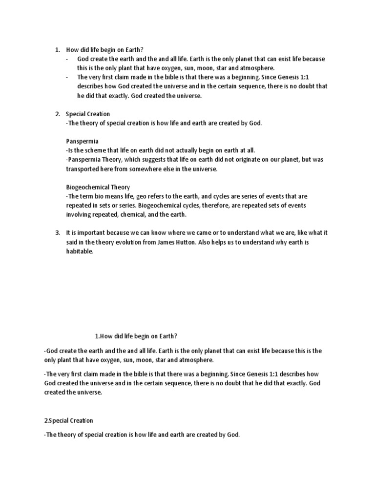 How Did Life Begin On Earth | Download Free PDF | Planetary ...