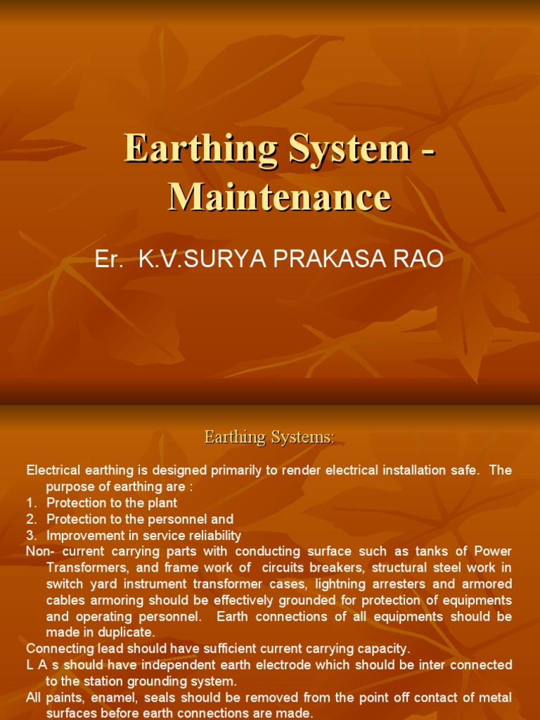 Earthing System Maintenance | PDF | Power (Physics) | Components
