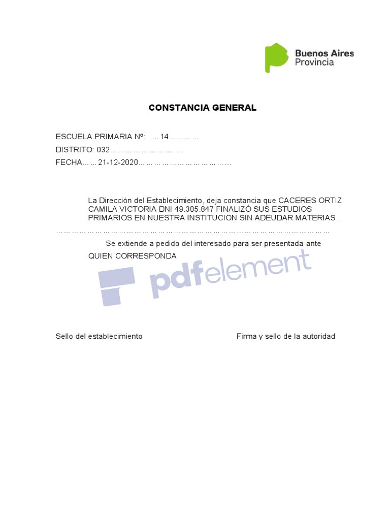 Constancia General | PDF