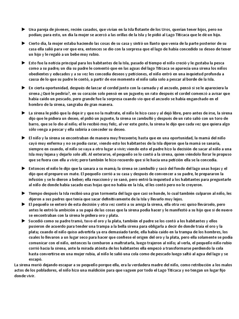 La Sirena Del Lago Titicaca Pdf Sirena