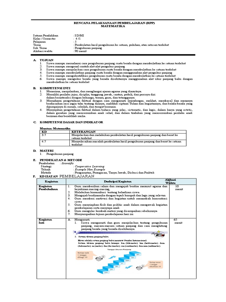 5.2 RPP Mate ST Pengukuran Panjang | PDF | Karier & Perkembangan