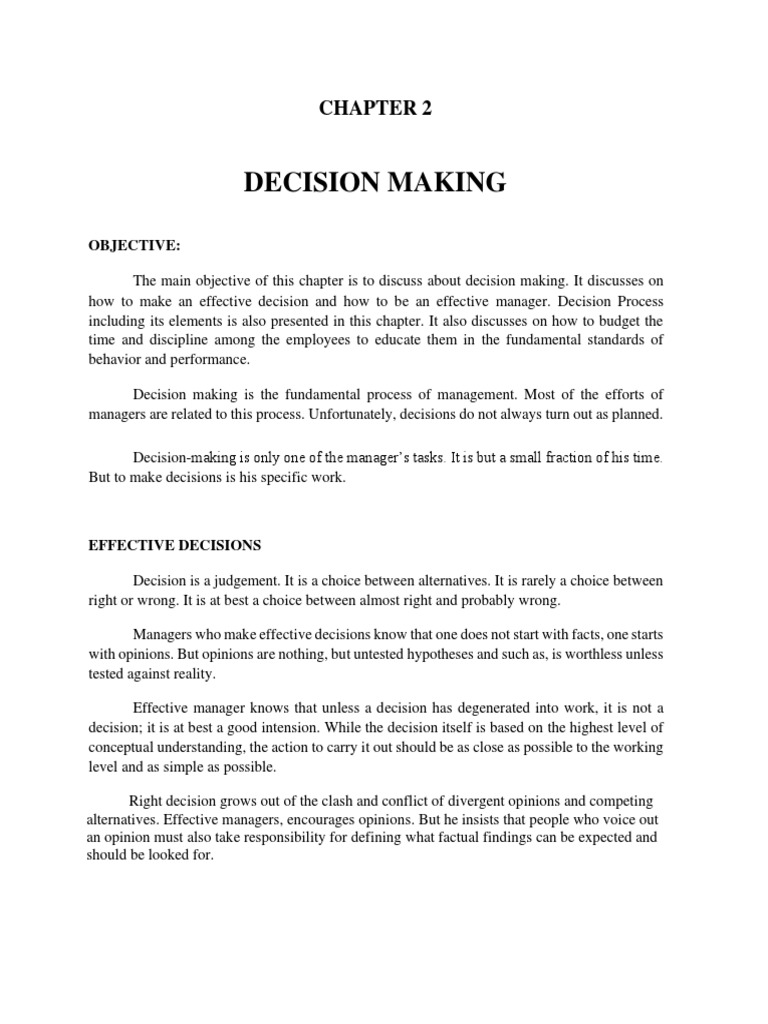 Chapter 2 DECISION MAKING | PDF | Decision Making | Risk
