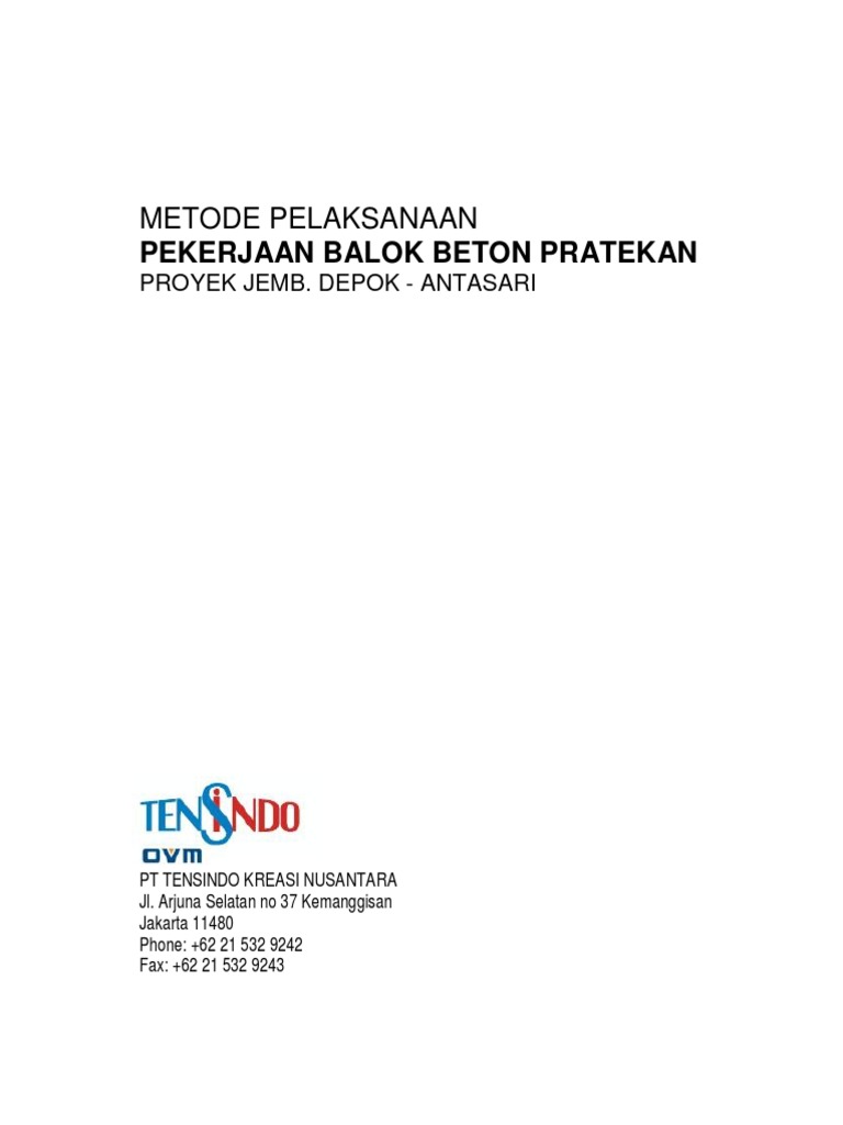 Metode Pelaksanaan Stressing PCI Girder | PDF | Concrete | Cement