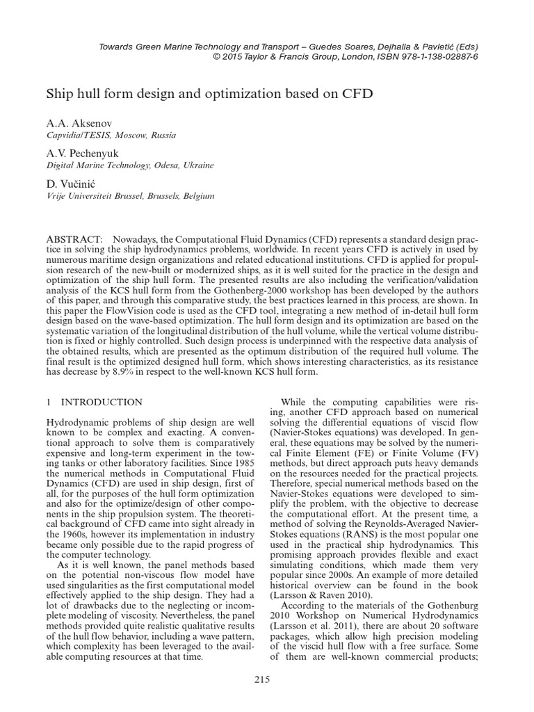 Ship Hull Form Design and Optimization Based On CFD | PDF | Computational Fluid Dynamics ...