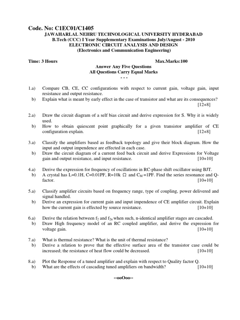 C1EC01-C1405 - ELECTRONIC CIRCUIT ANALYSIS & DESIGN Merged | PDF ...