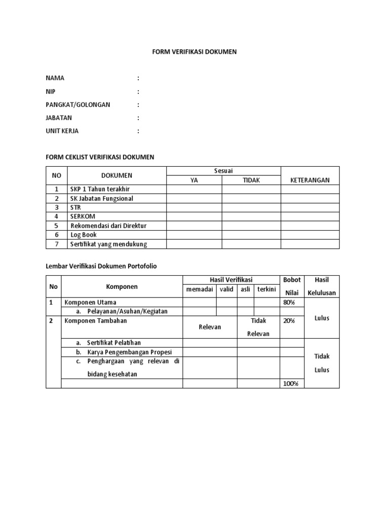 Form Verifikasi Dokumen | PDF