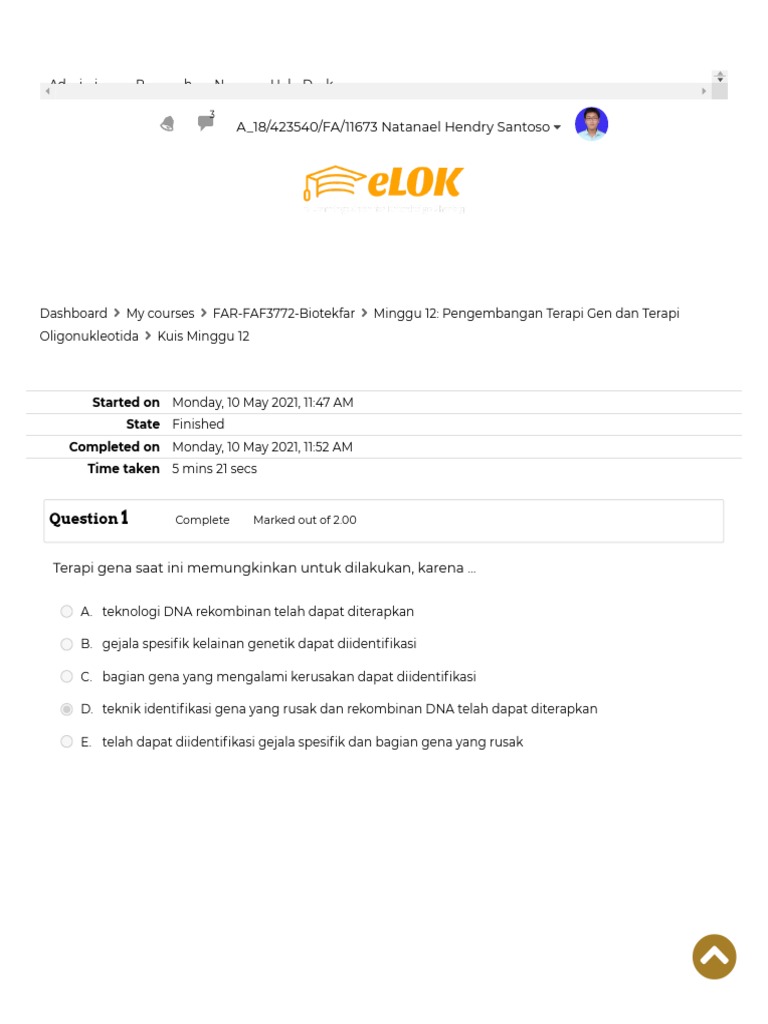 Kuis Minggu 12 - Attempt Review | PDF