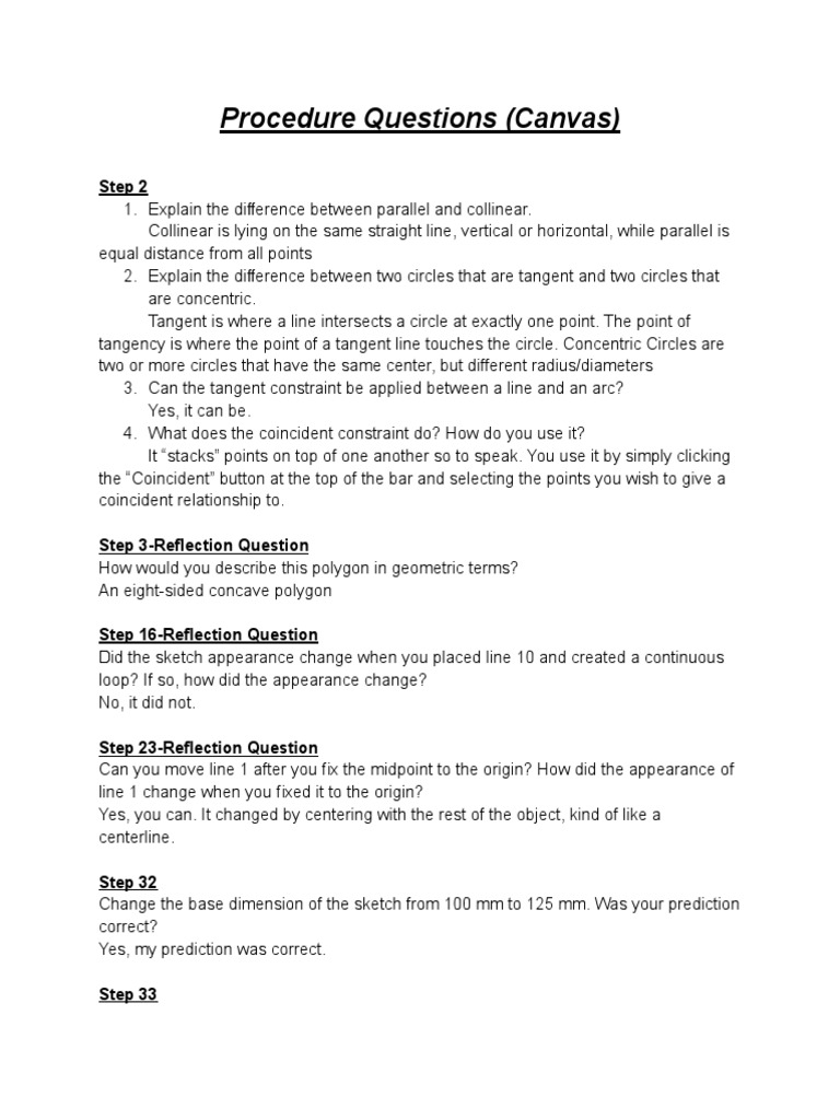 Procedure Questions (Canvas) : Step 2 | PDF | Circle | Tangent