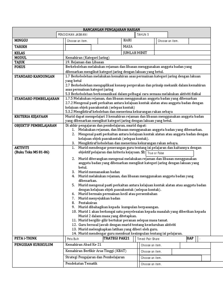 PJ Tahun 5 Rejaman Dan Libasan | PDF