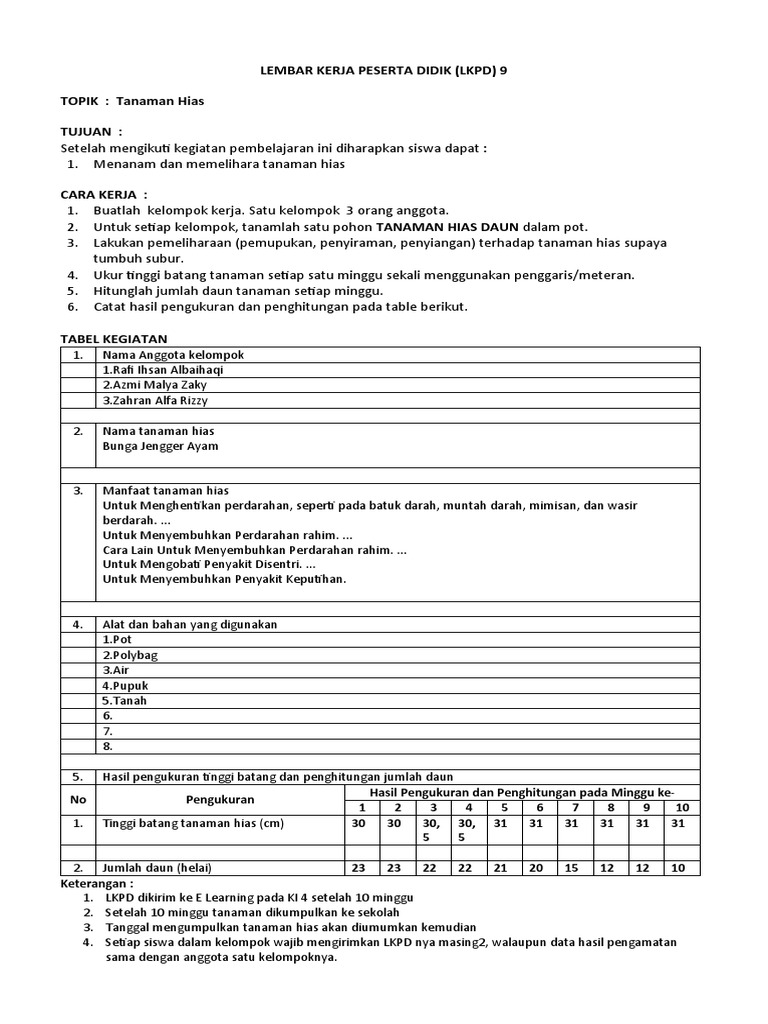 LKPD 9. Pkwu B | PDF