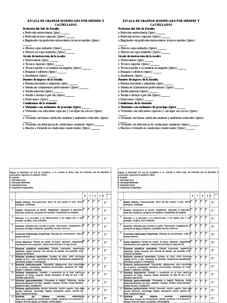 Escala de Graffar Modificado Por Méndez y Castellanos y Escala de ...