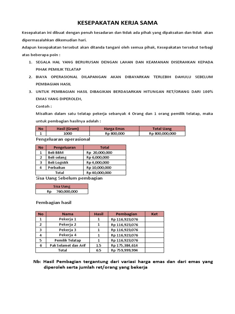 Kesepakatan Kerja Sama | PDF