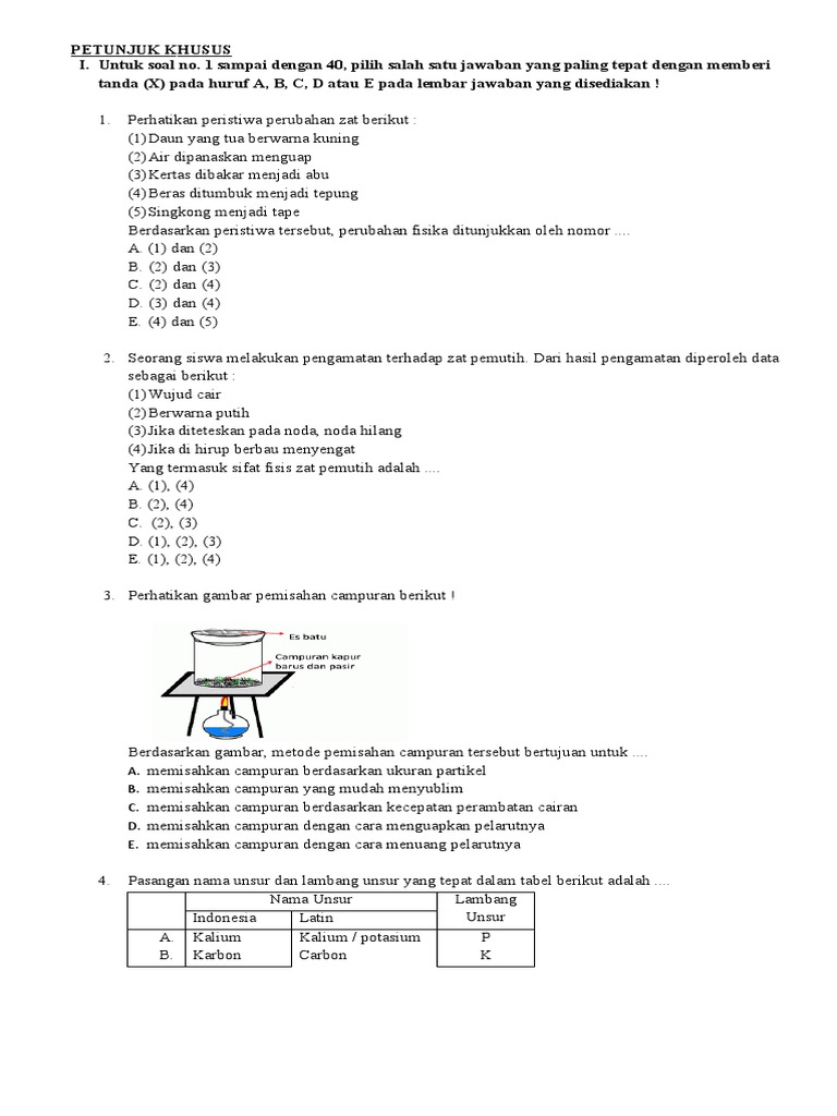 Soal Kimia Kelas X K13 | PDF