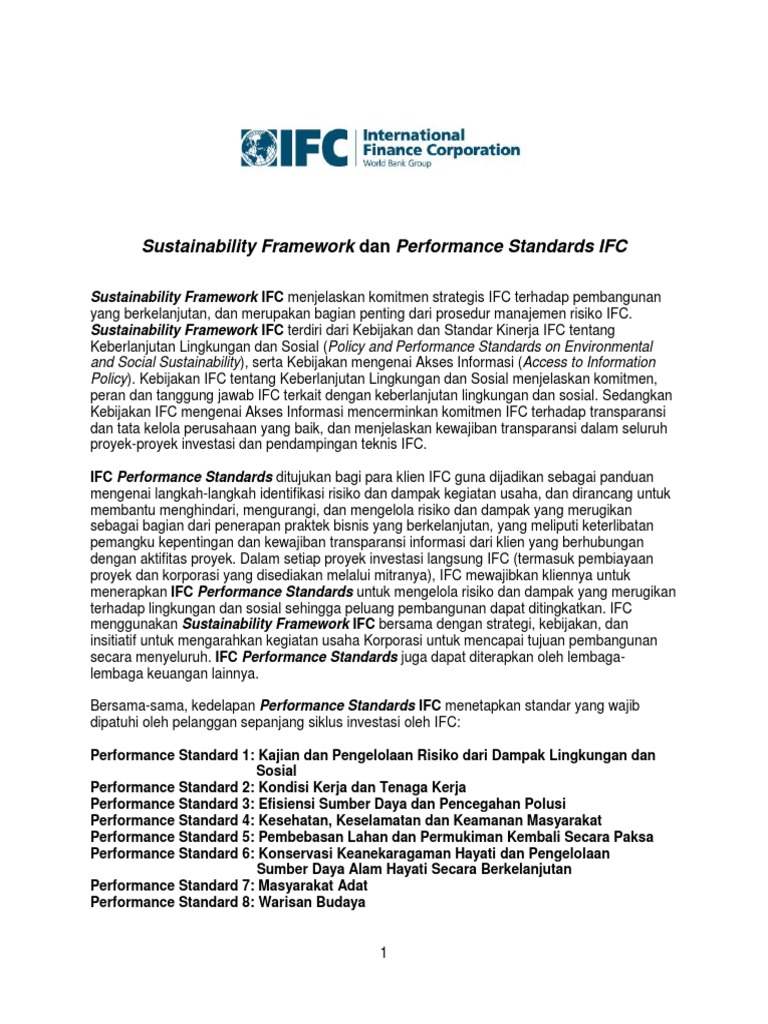 IFC - Performance Standards, Summary - Bahasa | PDF | Bisnis