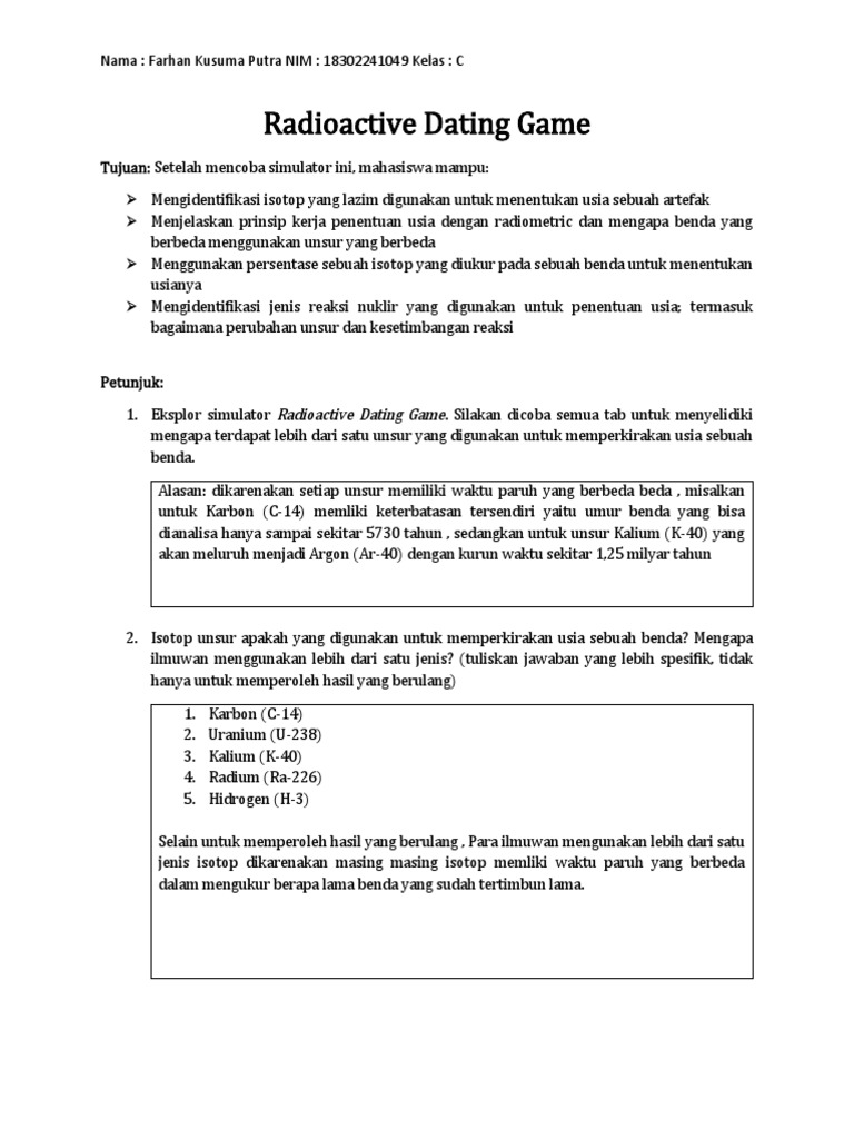 Radioactive Dating Game Simulator | PDF