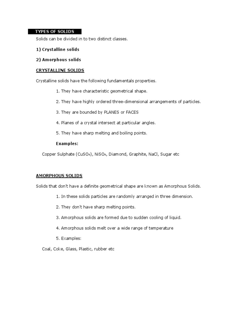 Types of Solids | PDF