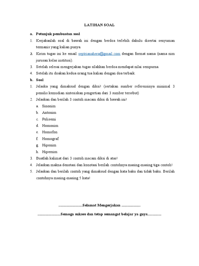 LATIHAN SOAL Materi Diksi | PDF