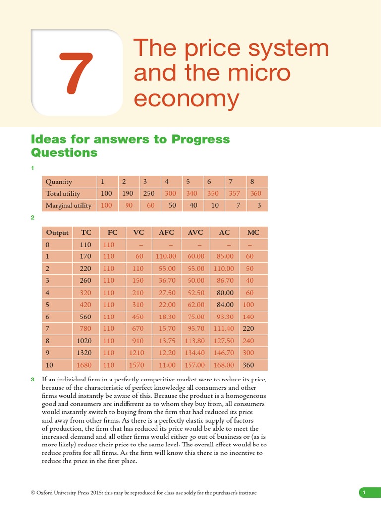 The Price System and The Micro Economy: Ideas For Answers To Progress ...