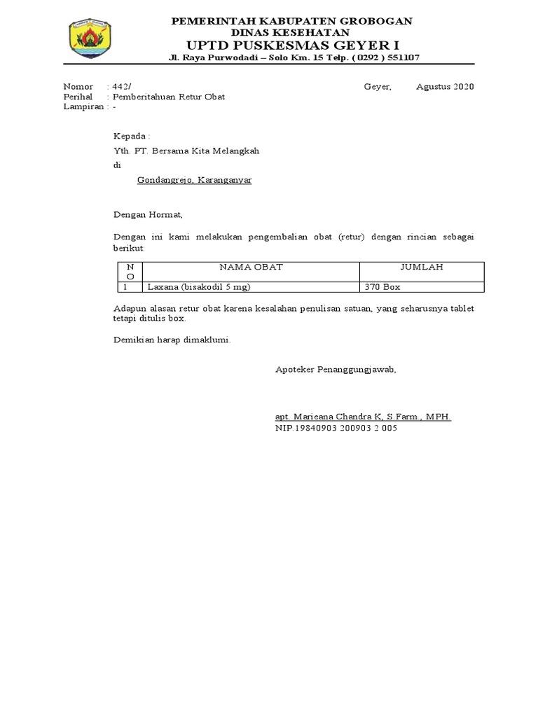Form Retur Obat | PDF