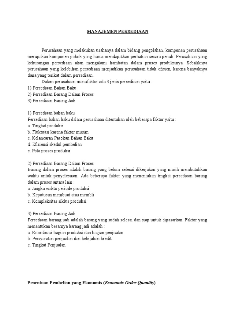 Pertemuan 10 - Manajemen Persediaan (Eoq) | PDF