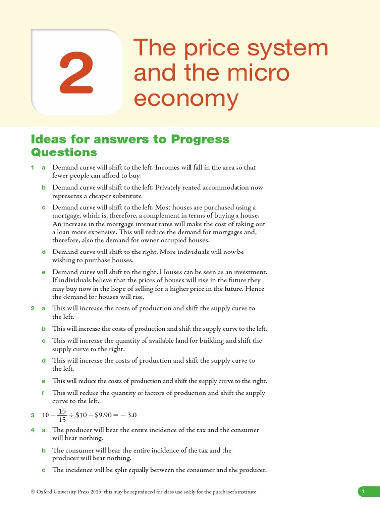 The Price System and The Micro Economy: Ideas For Answers To Progress ...