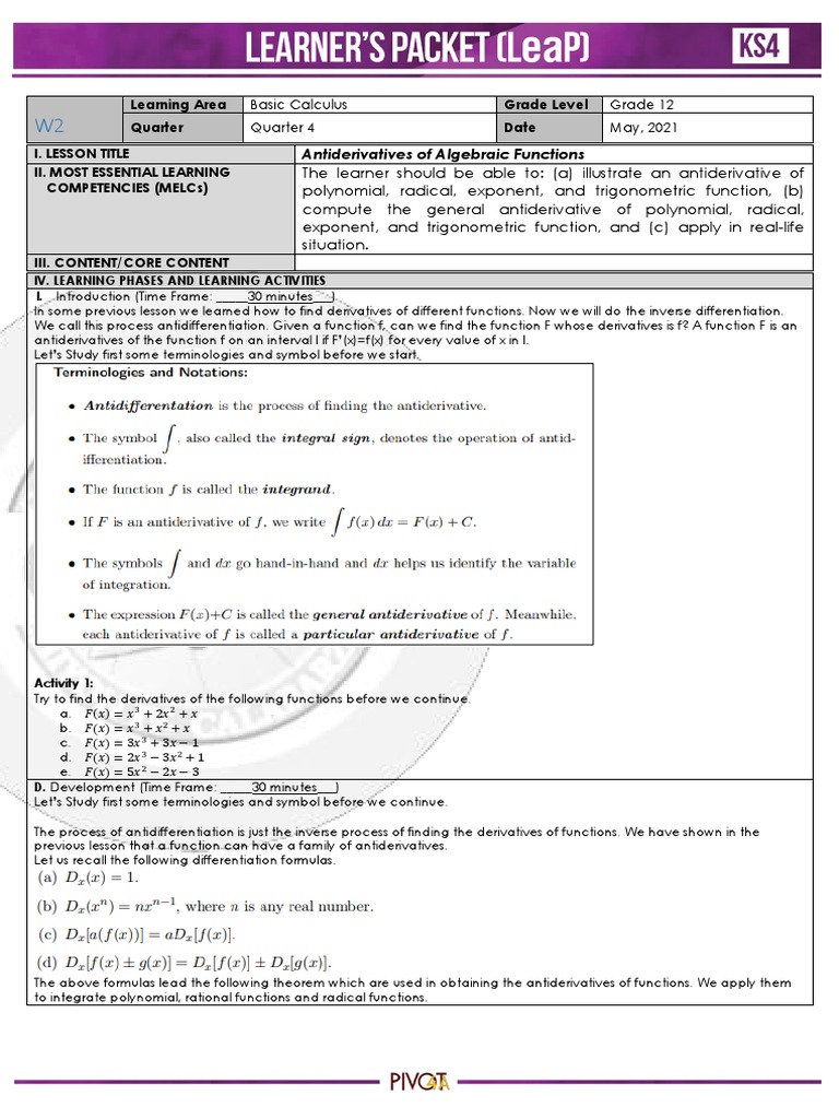 BasCal LeaP Q4-W2 | PDF | Function (Mathematics) | Mathematical Objects
