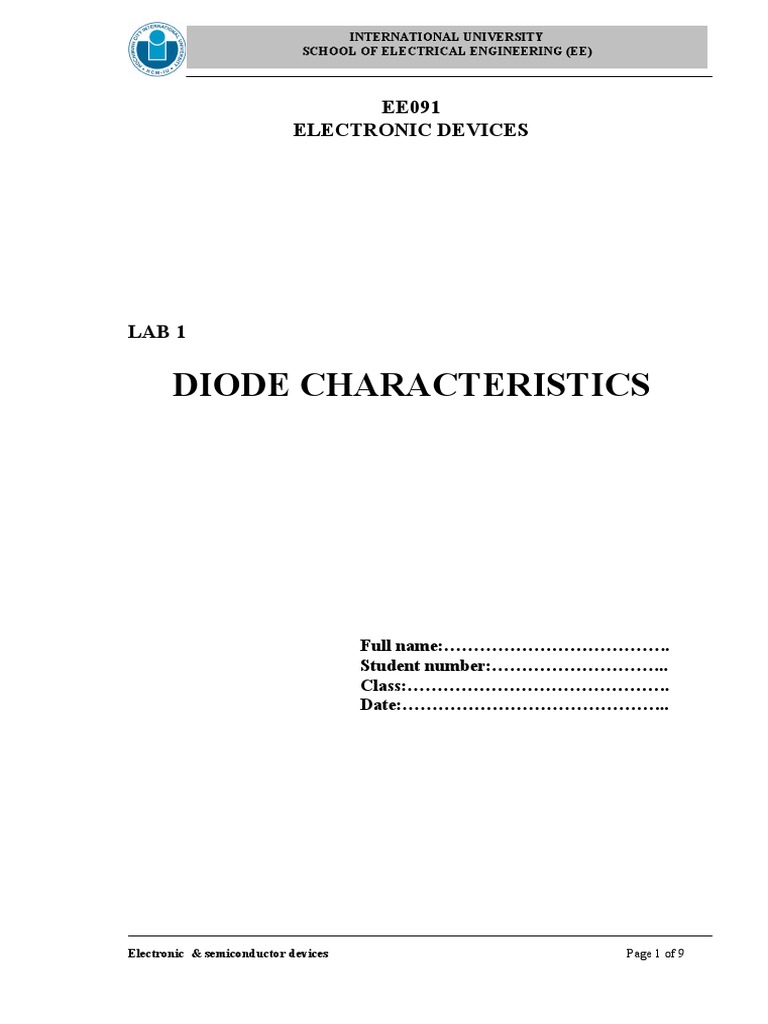 Electronic Device Lab 1 Diode Characteristics | PDF | Diode | Rectifier