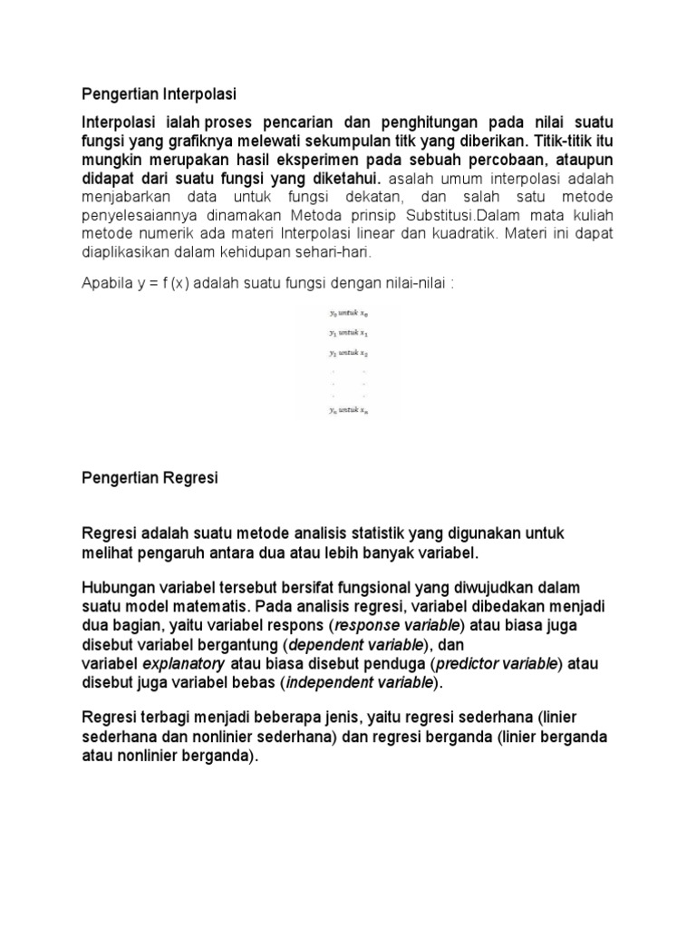 Pengertian Interpolasi Dan Regresi | PDF