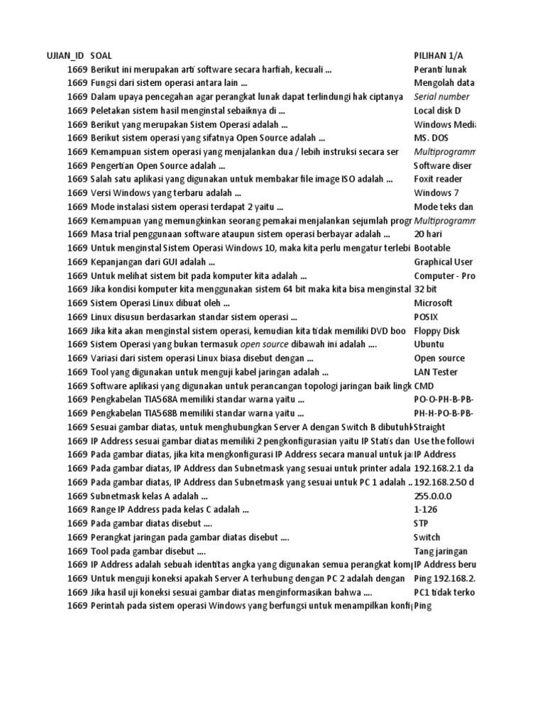 Soal - Objektif UH KJD | PDF